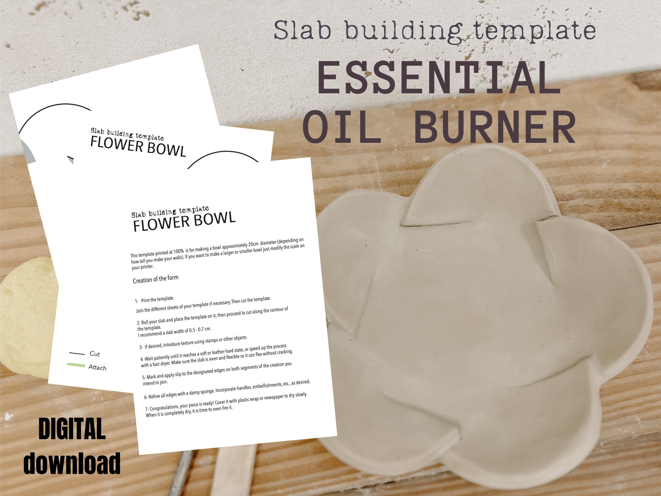 Origami Flower Bowl Pottery Template: Slab Building Ceramic Template ...