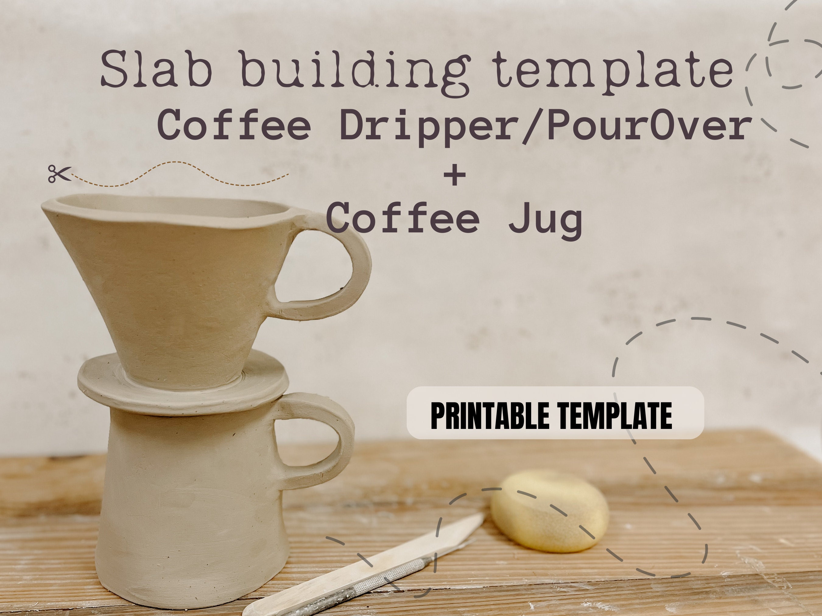 Pottery Pour Over Coffee Set Template: Slab Building Pattern (PDF ...