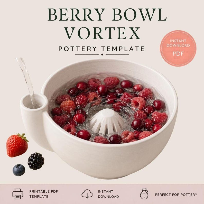 Vortex Berry Bowl Pottery Template, Vortex Fruit Washer Clay Slab ...