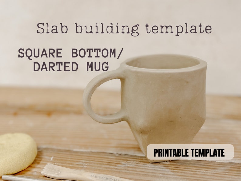 Square Bottom/darted Mug Pottery Template for Slab Building - Etsy