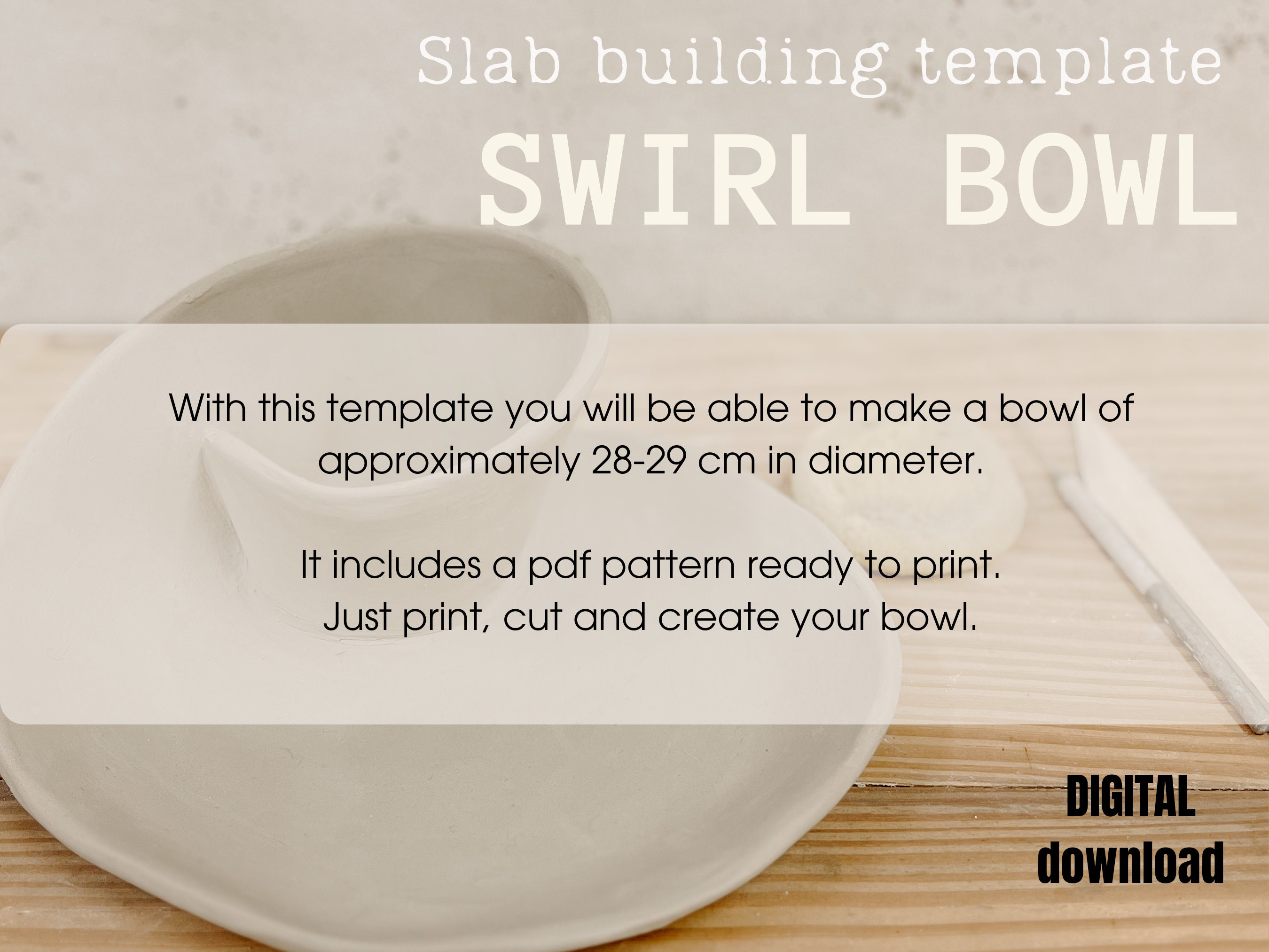 Swirl Bowl Pottery Template, Pottery Tool, Salad Bowl Ceramic Pattern ...