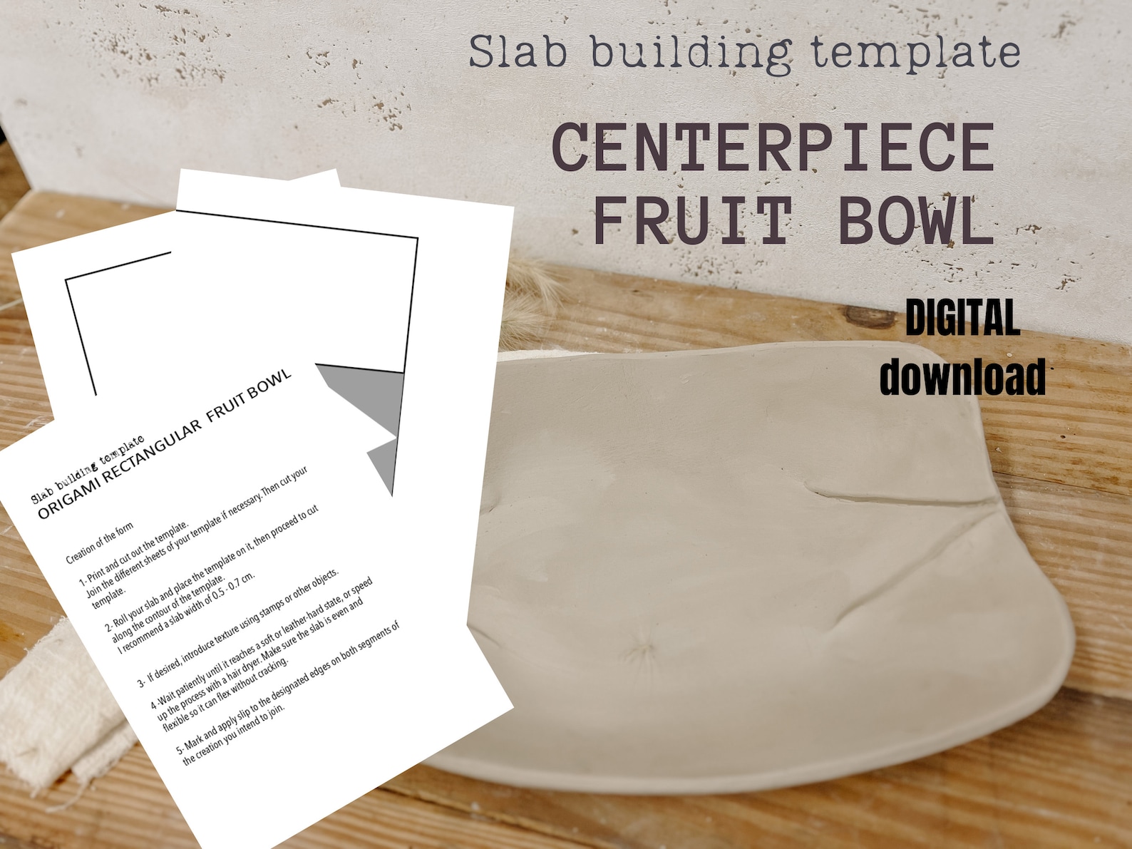 Origami Pottery Fruit Bowl Template: Modern Ceramic Centerpiece (PDF ...