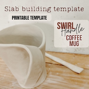 Pottery Template: Slab Building Swirl Handle Coffee Mug (PDF Pattern ...