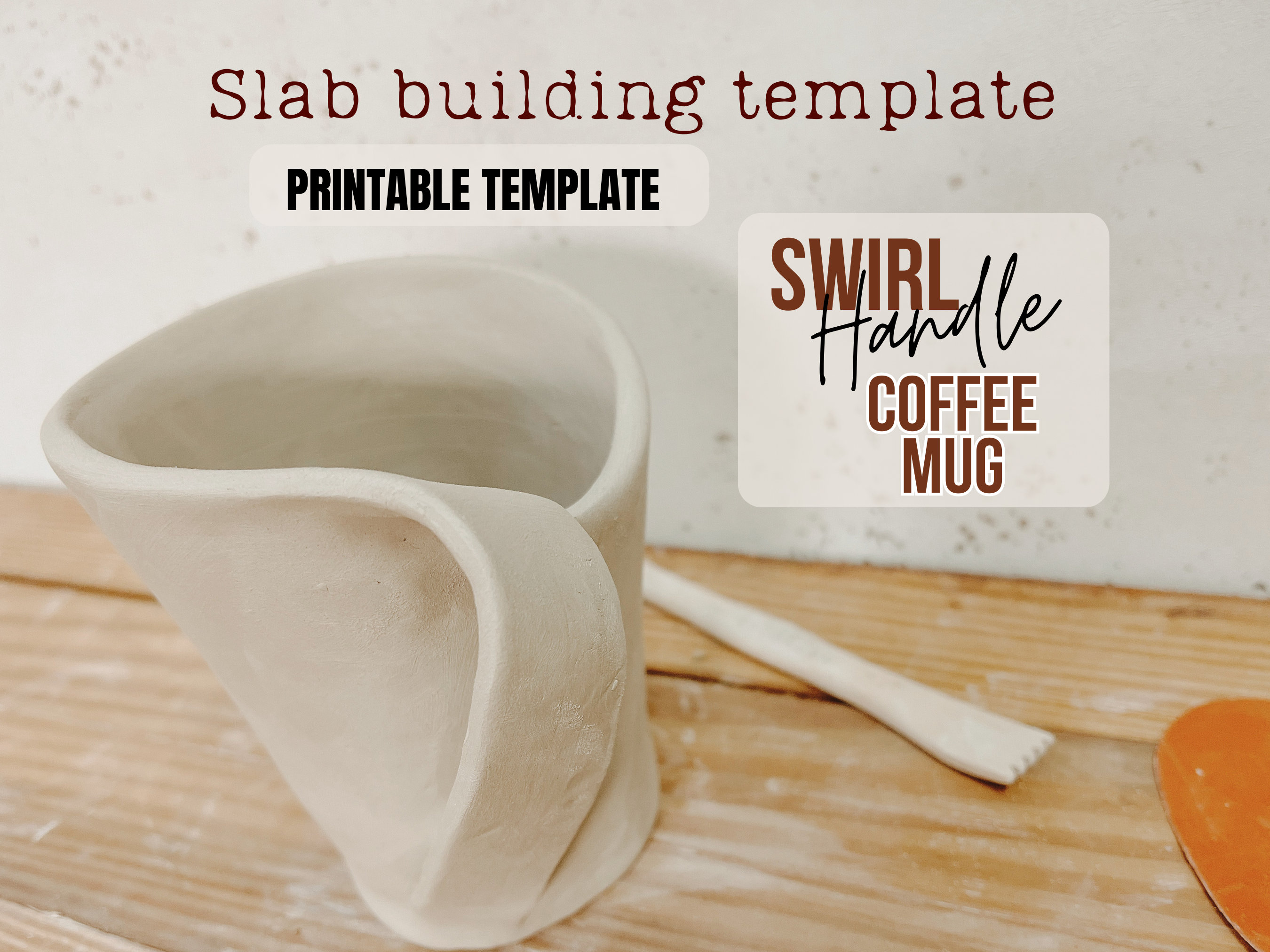 Pottery Template for Slab Building Swirl Handle Coffee Mug, Cup ...