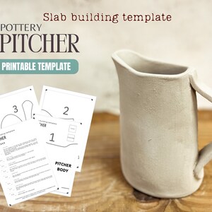 Pottery Pitcher Slab Building Template: DIY Ceramic Jug (PDF Pattern ...