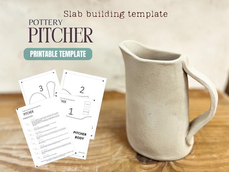 Pottery Pitcher Slab Building Template: DIY Ceramic Jug (PDF Pattern ...