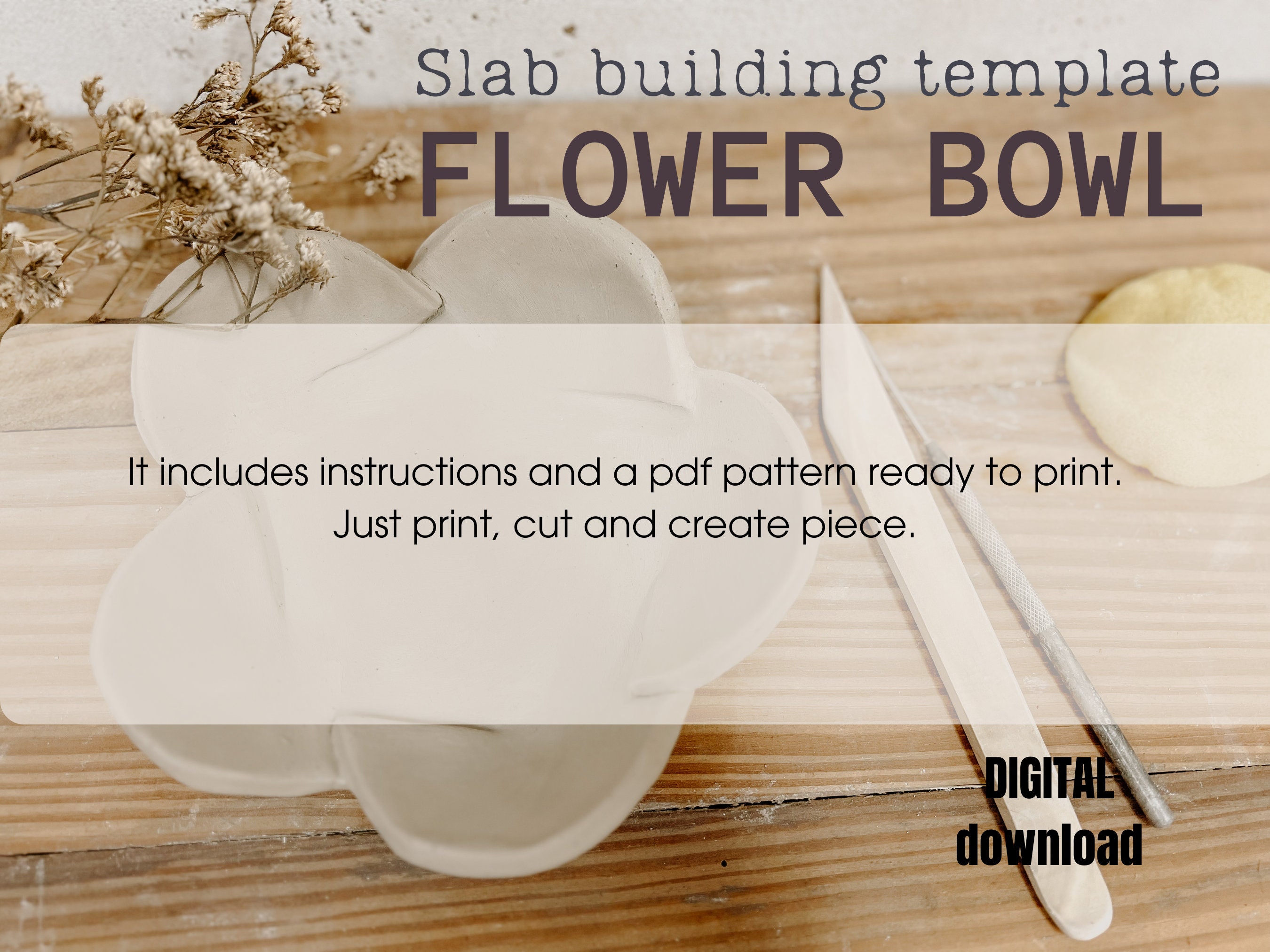 Origami Flower Bowl Pottery Template: Slab Building Ceramic Template ...