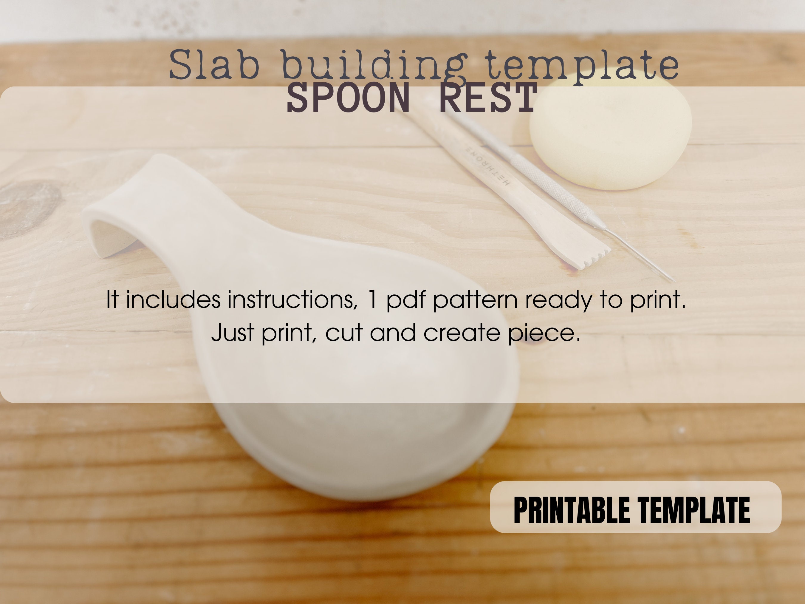 Pottery Spoon Rest Template: Slab Build, Printable (PDF Pattern) - Etsy