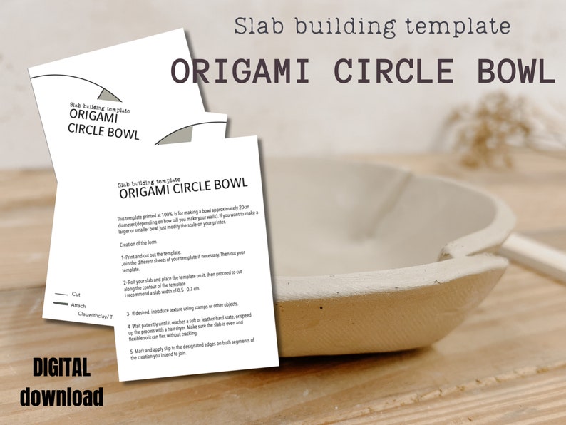 Origami Pottery Bowl Template: Slab Building PDF Pattern - Etsy