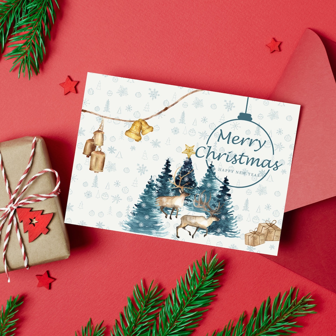 Digital Christmas Cards, Printable Holidays Cards, Printable Merry ...