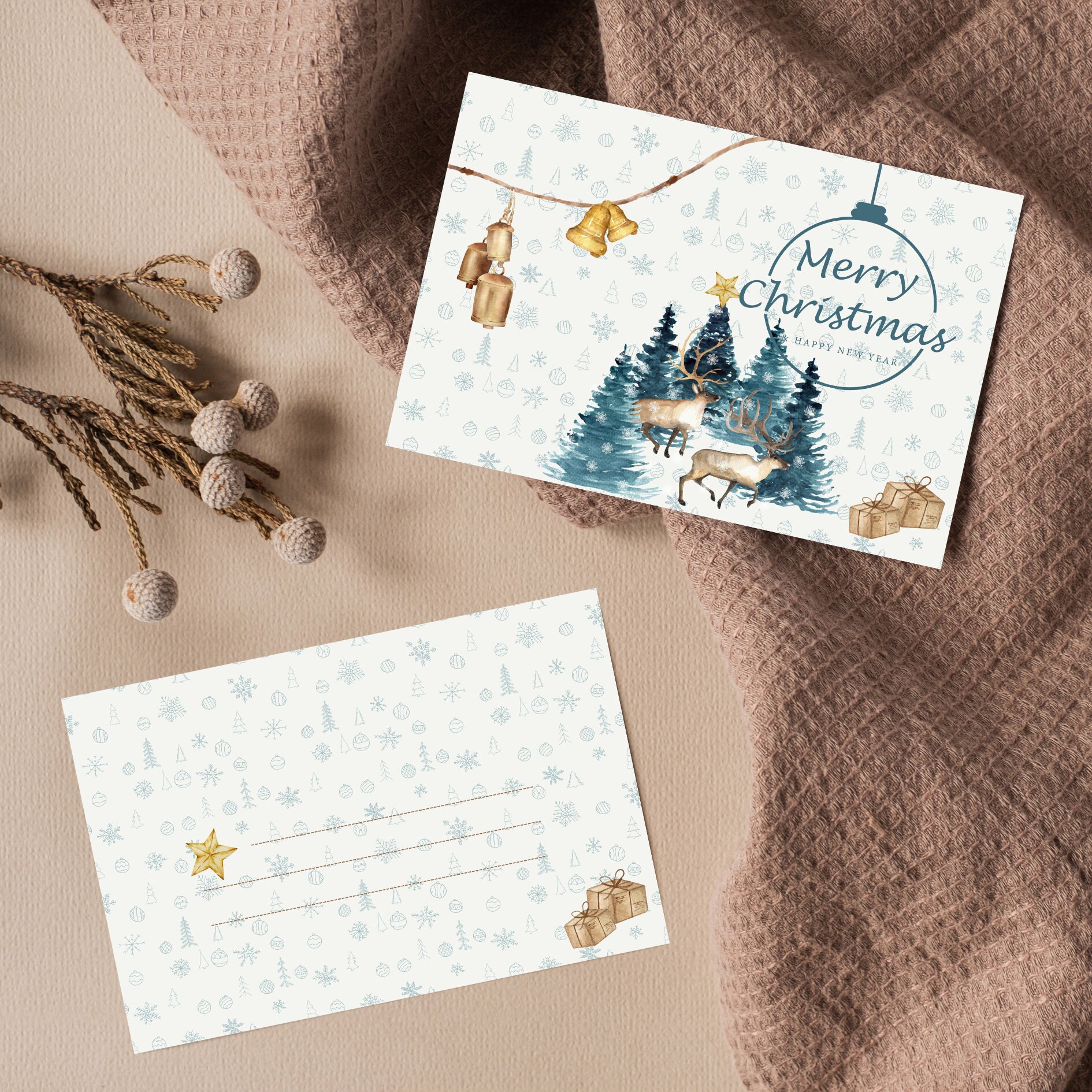 Digital Christmas Cards, Printable Holidays Cards, Printable Merry ...