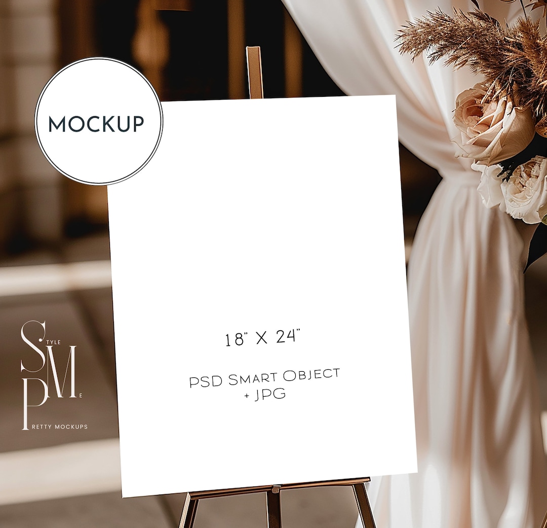 Wedding Welcome Sign Mock Up, Easel Sign Mock Up, Wedding Seating Chart ...