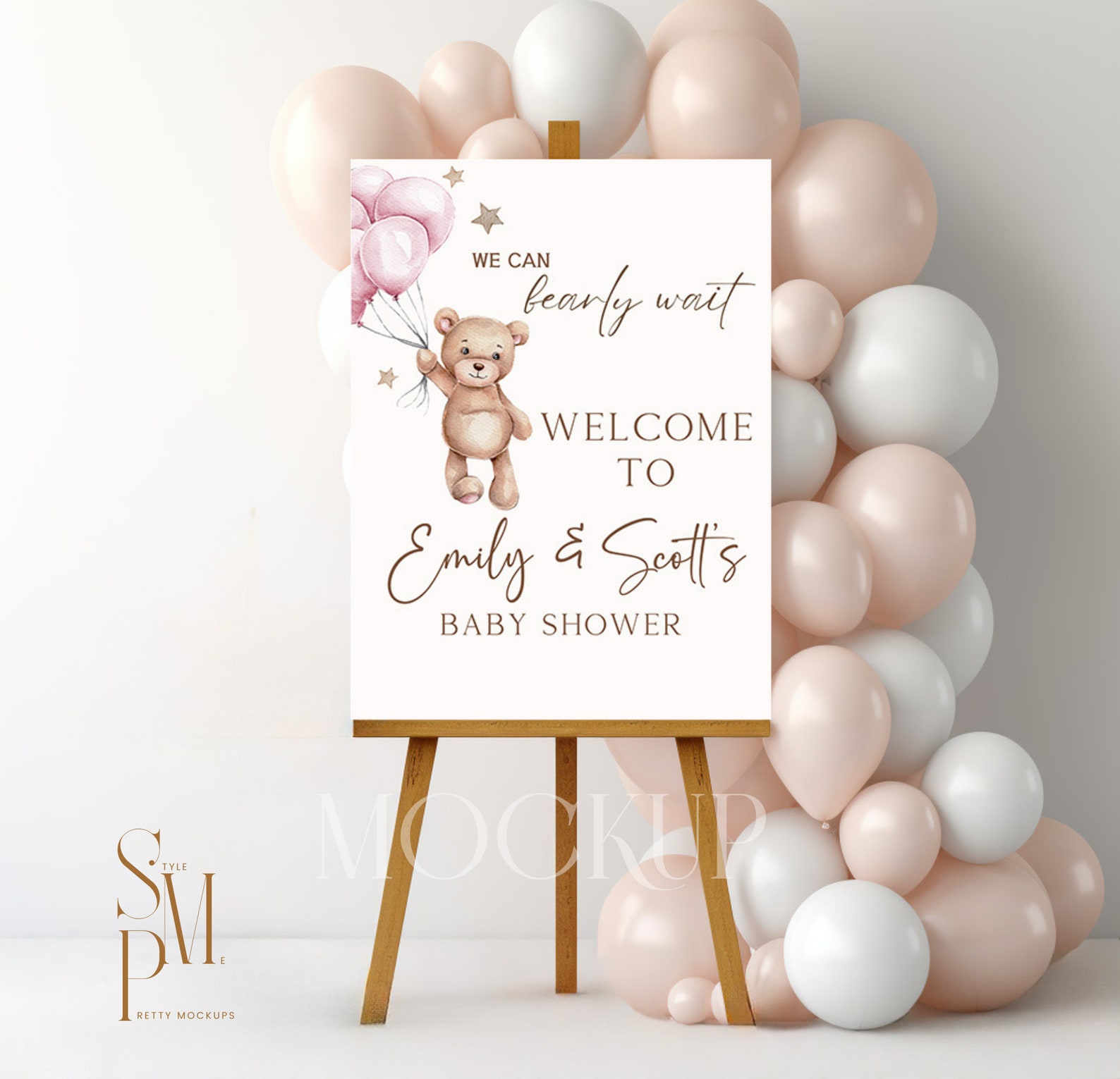 Balloon Welcome Sign Mock Up, Easel Sign Mock Up, Birthday Party Sign ...