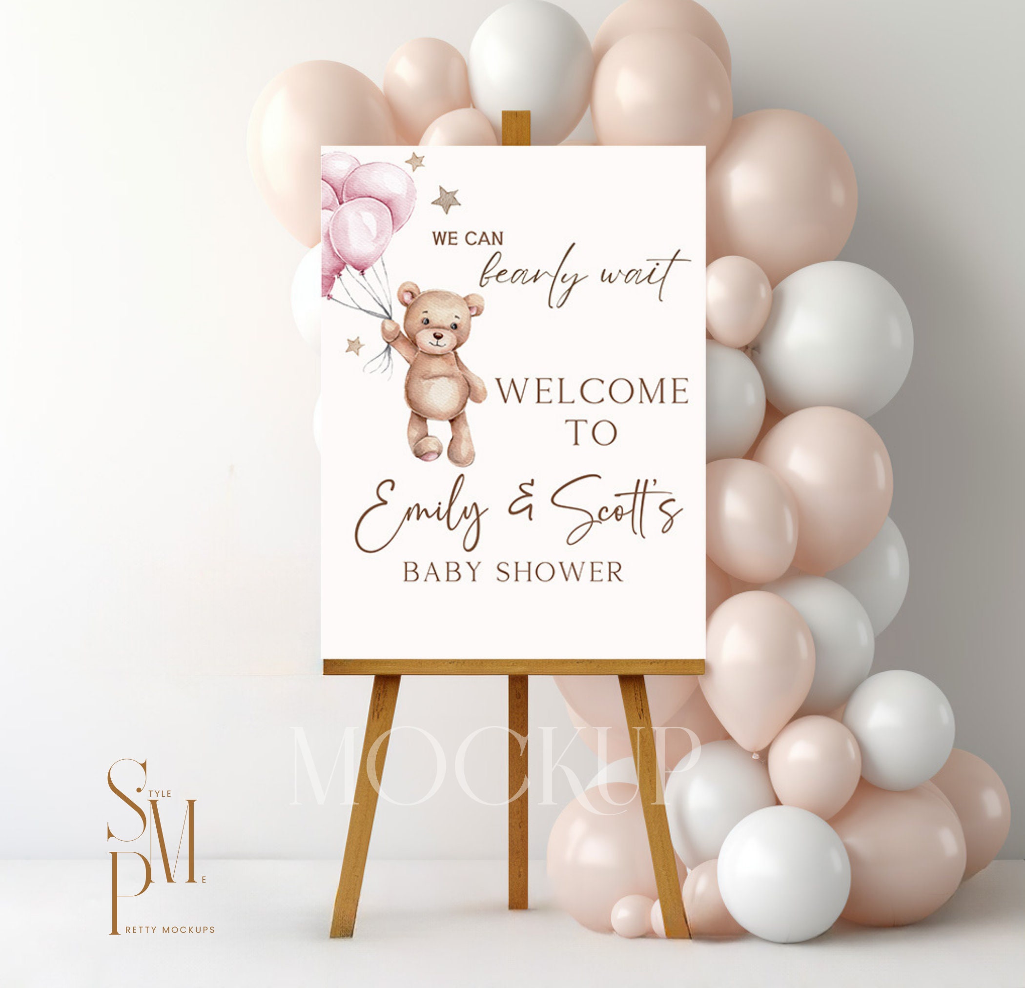 Balloon Welcome Sign Mock Up, Easel Sign Mock Up, Birthday Party Sign ...