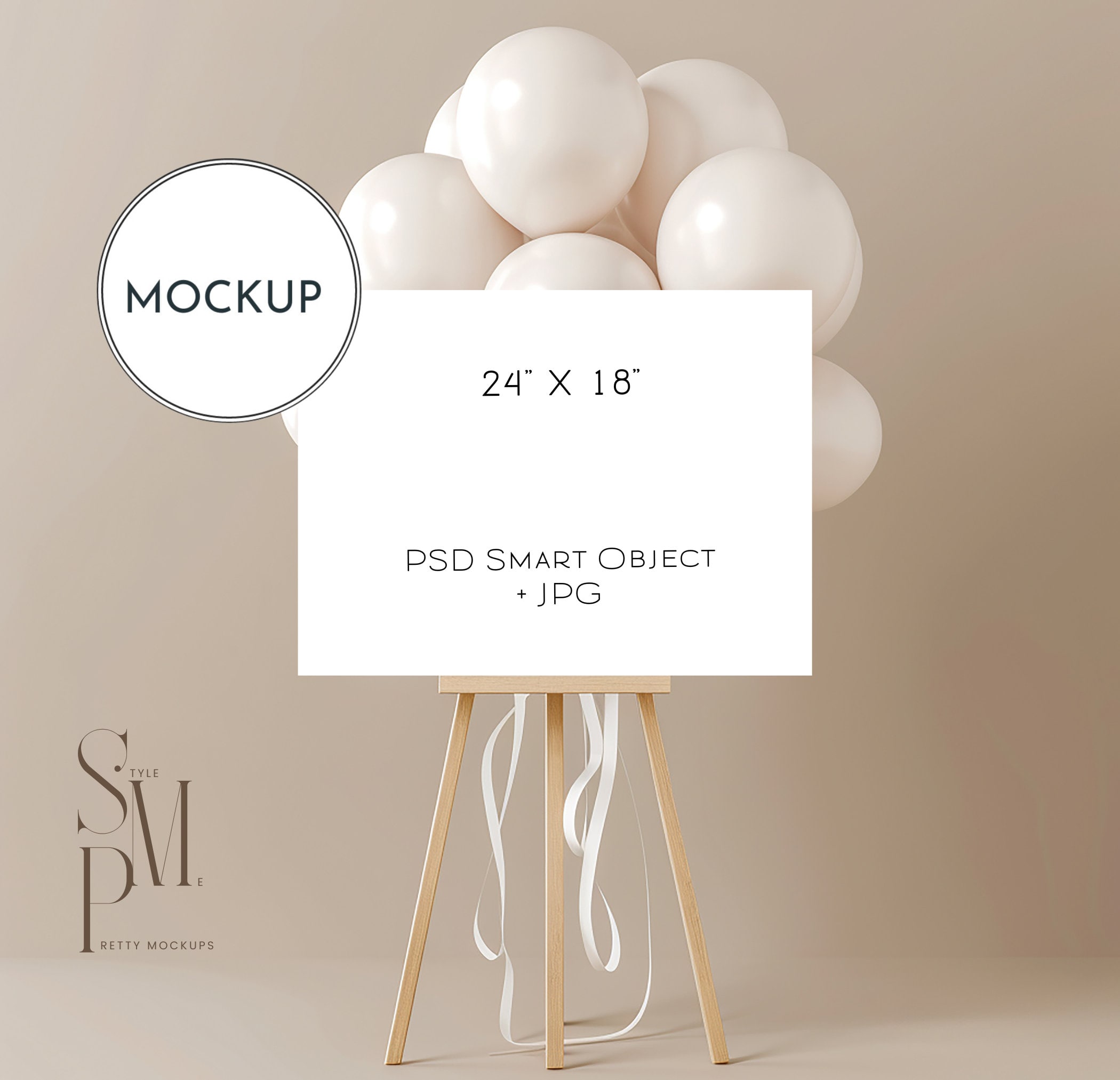 Balloon Welcome Sign Mock Up, Easel Sign Mock Up, Birthday Party Sign ...