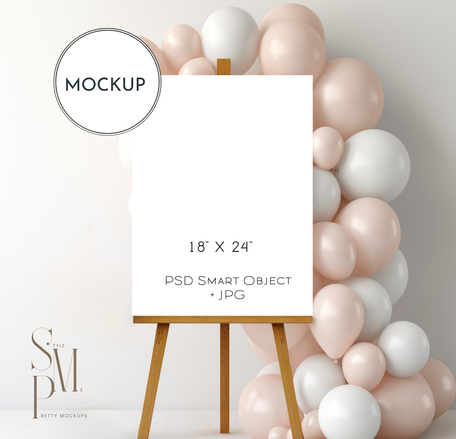 Balloon Welcome Sign Mock Up, Easel Sign Mock Up, Birthday Party Sign ...