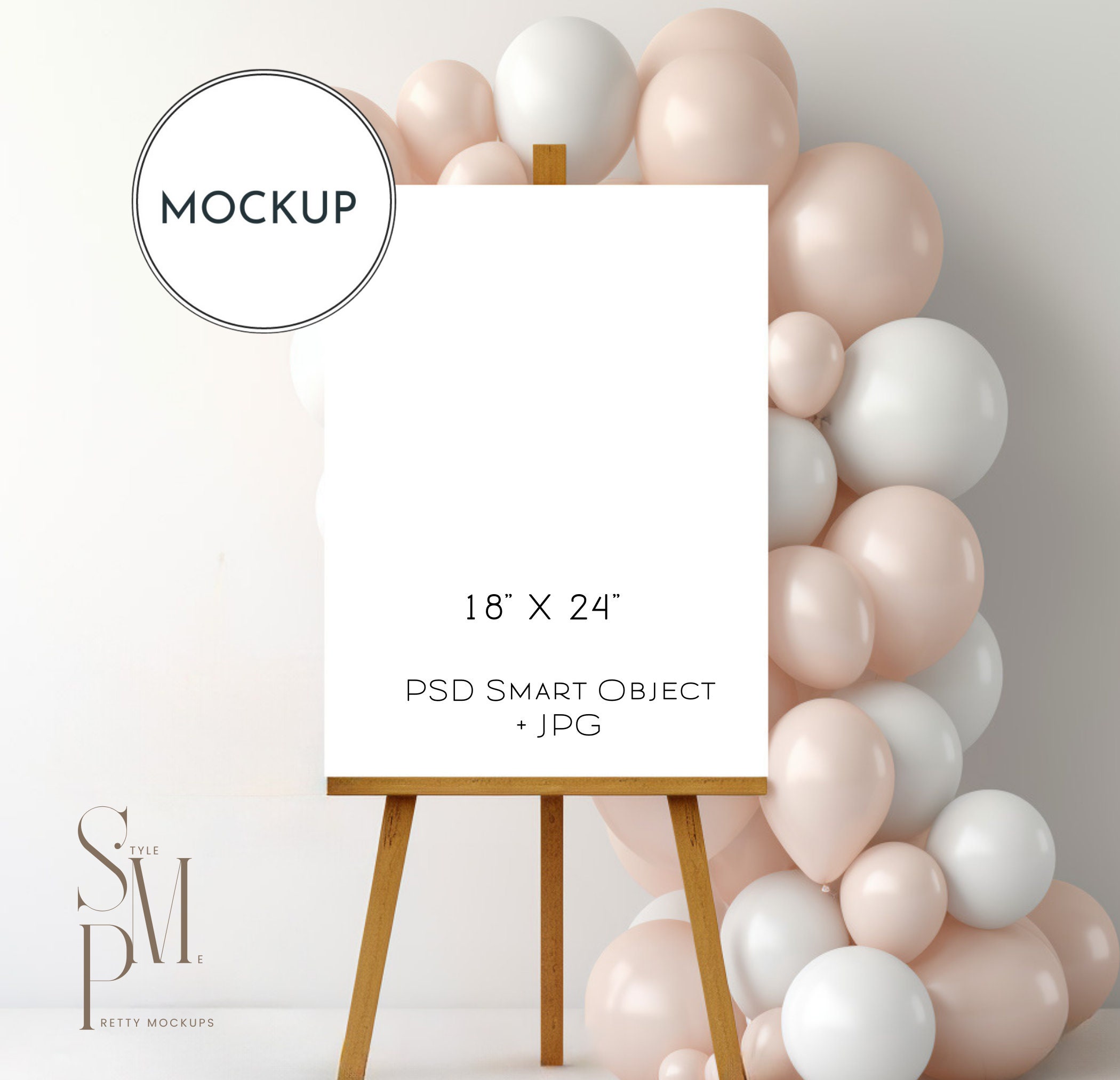 Balloon Welcome Sign Mock Up, Easel Sign Mock Up, Birthday Party Sign ...