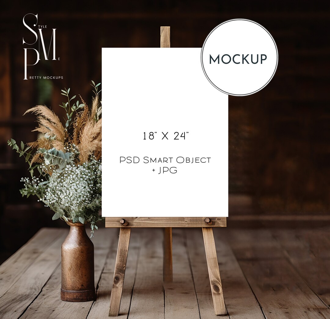 Wedding Welcome Sign Mock Up, Easel Sign Mock Up, Wedding Seating Chart ...