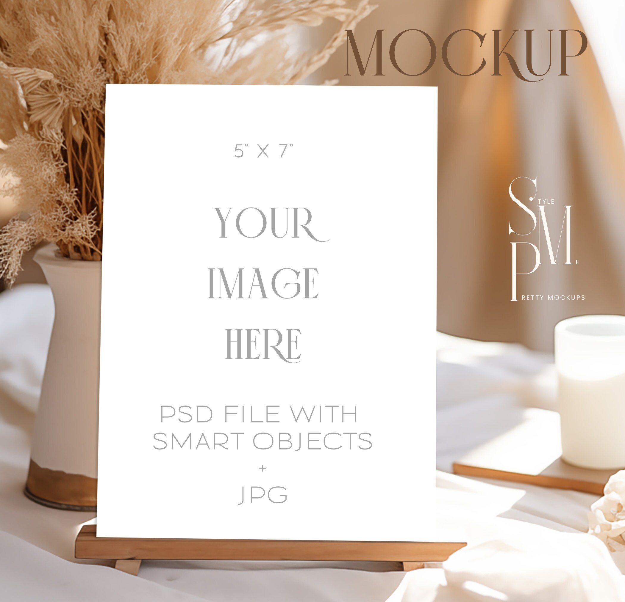 5x7 Table Sign Mockup, Wedding Table Number Frame Mock Up, Farmhouse ...