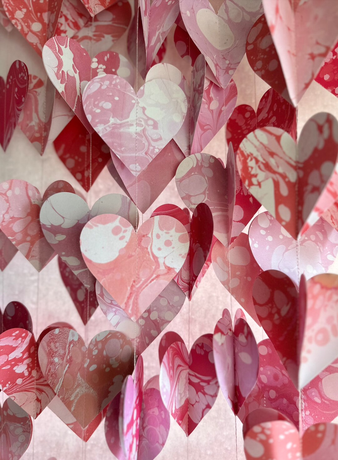 Large or Small Marbled Paper Heart Garland - Etsy