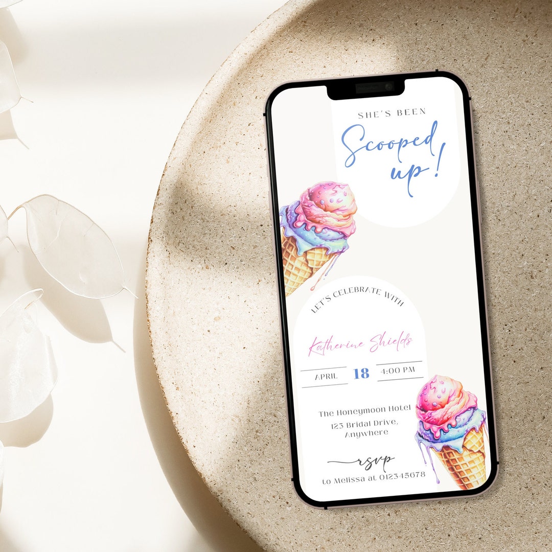 Scooped up Invite Bridal Shower Electronic Invite | Ice Cream Bridal ...