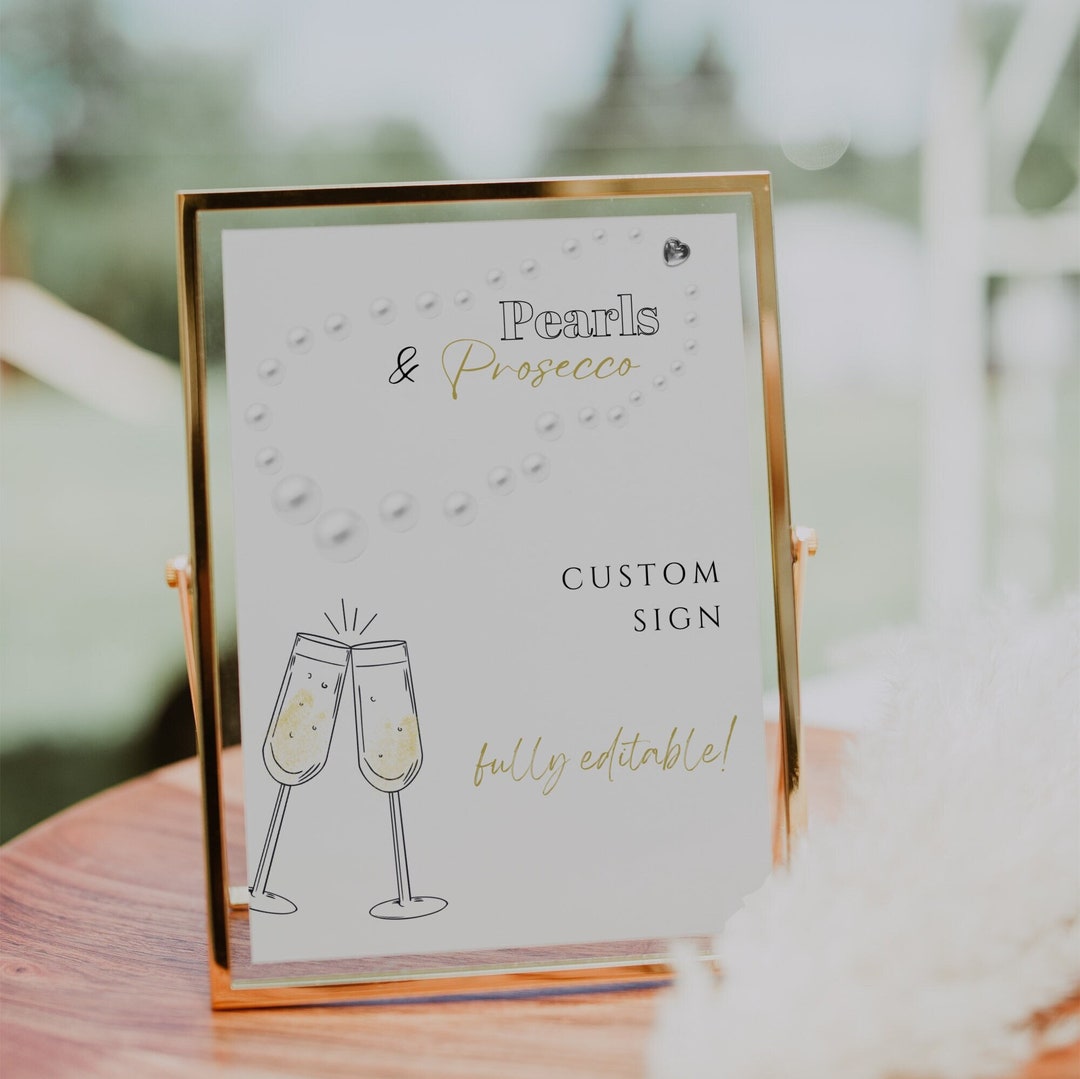 Pearls and Prosecco Bridal Shower Decor Table Sign | Printable ...