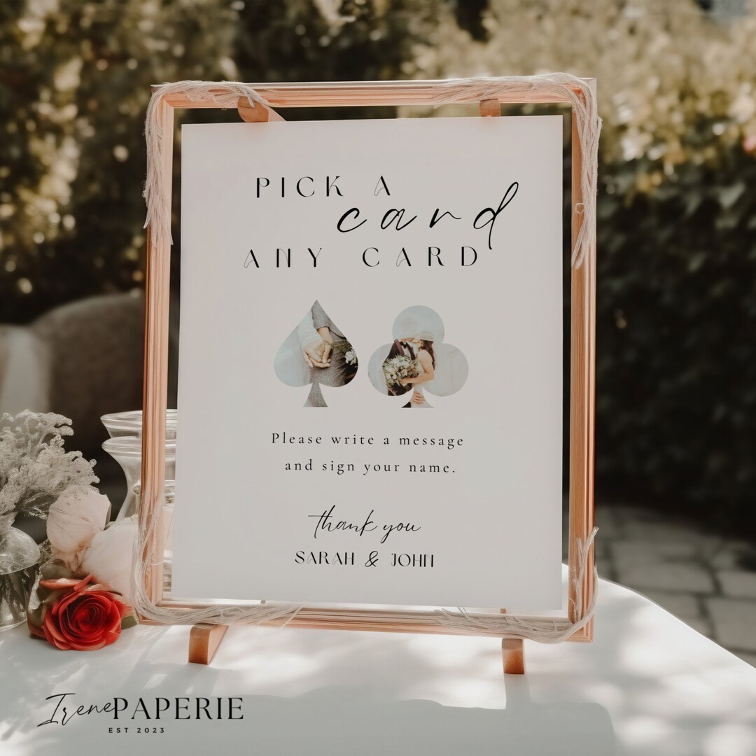 Playing Cards Guest Book Pick A Card Guestbook Wedding Sign Template ...