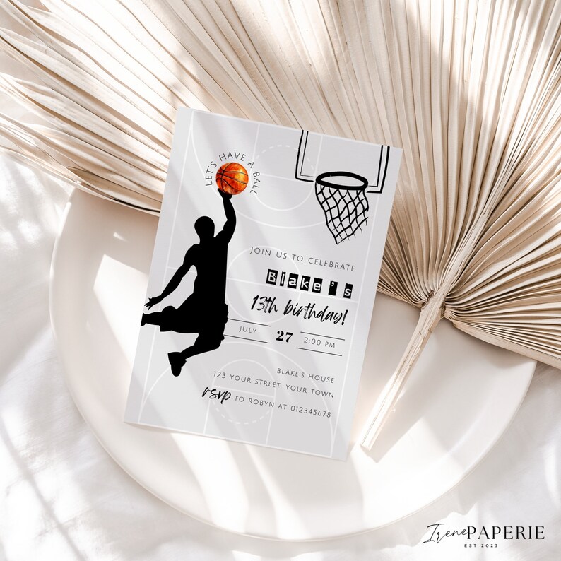 Basketball Birthday Invitation Template Printable Digital Download ...