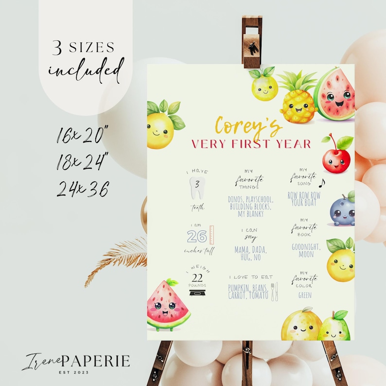 Dancing Fruit Birthday Milestone Board Dancing Fruit Vegetables Party ...