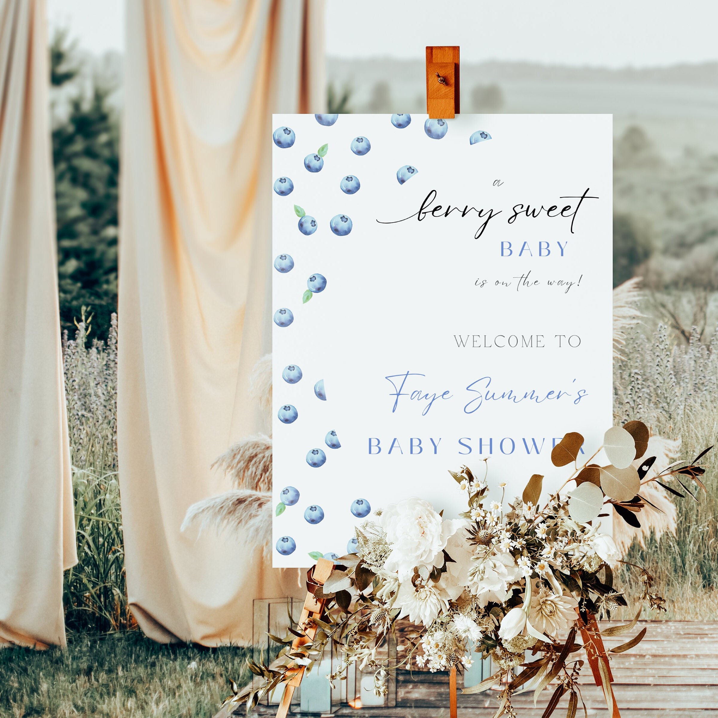 Welcome Sign Baby Shower Berry Sweet Baby Blueberry Welcome Board ...