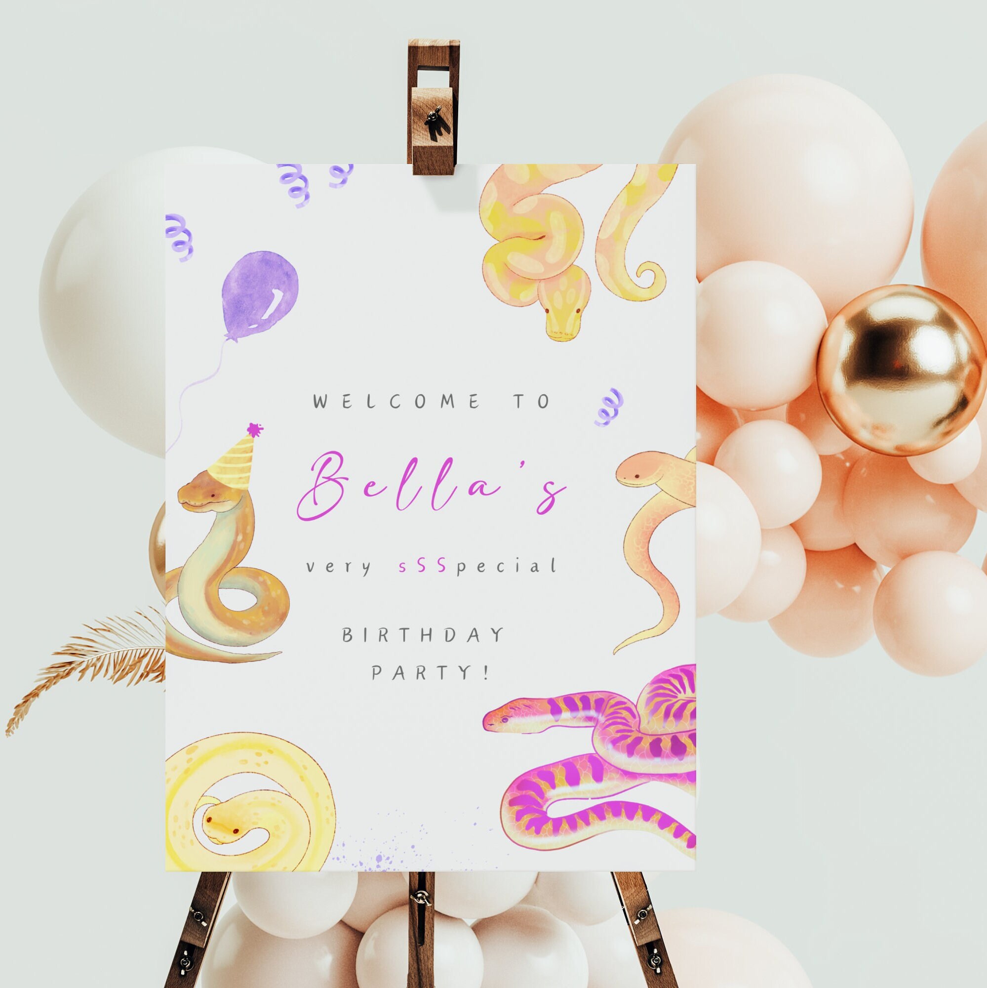 Reptile Birthday Party Welcome Sign Girls Editable Template | Reptile ...