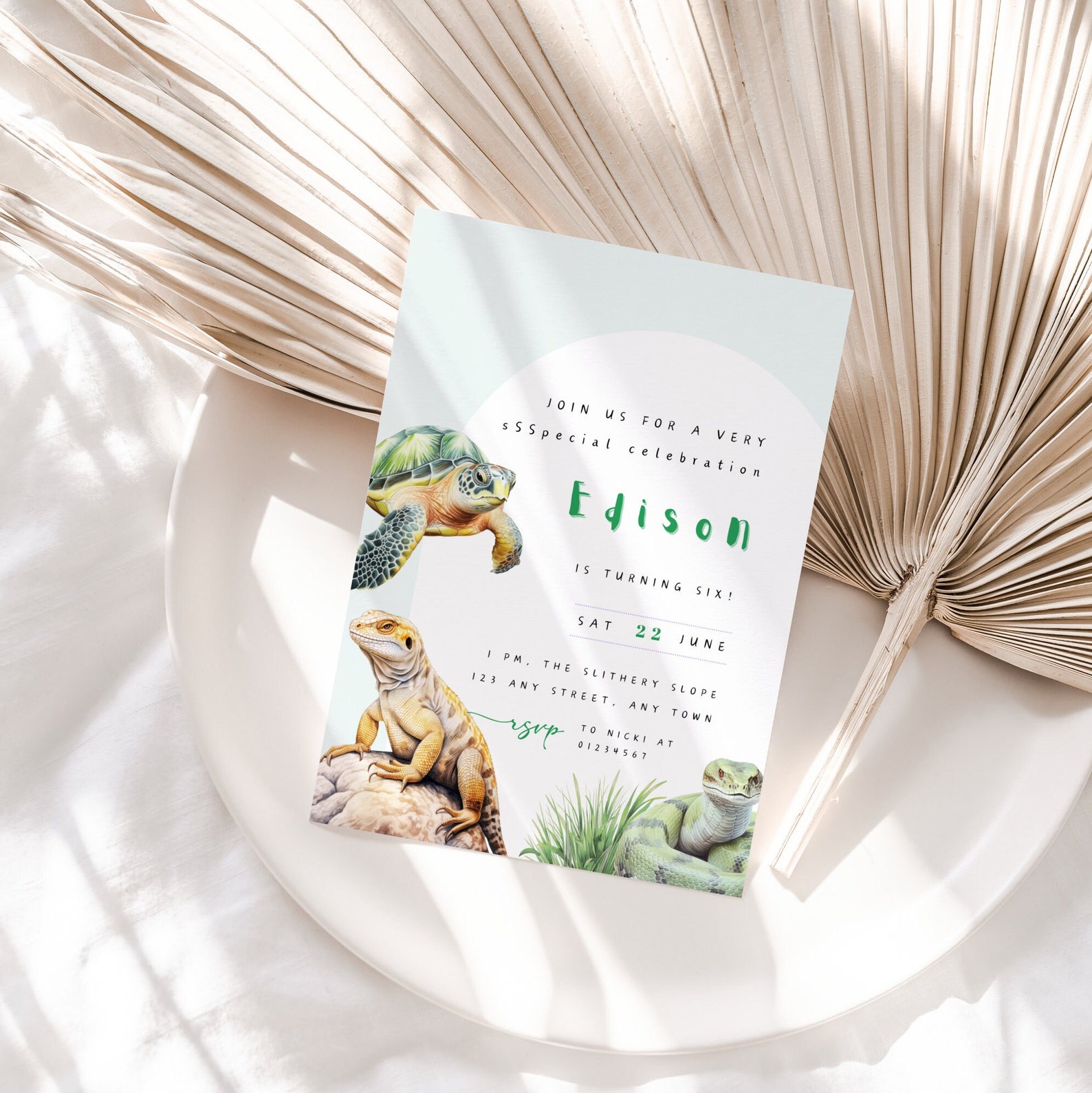 Reptile Birthday Party Invitation Editable Reptile Invite | Reptile ...