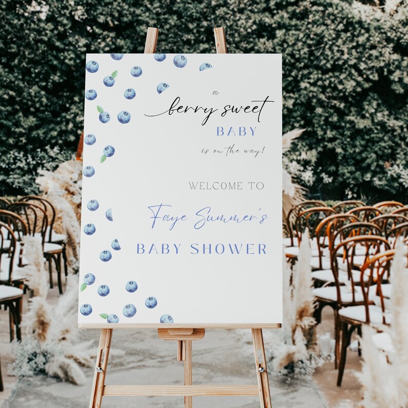 Welcome Sign Baby Shower Berry Sweet Baby Blueberry Welcome Board ...