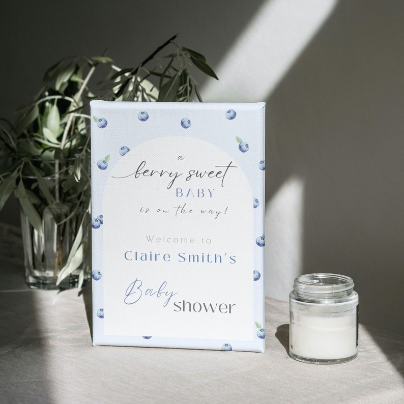 Blueberry Baby Shower Sign Berry Themed Baby Shower Welcome Poster ...