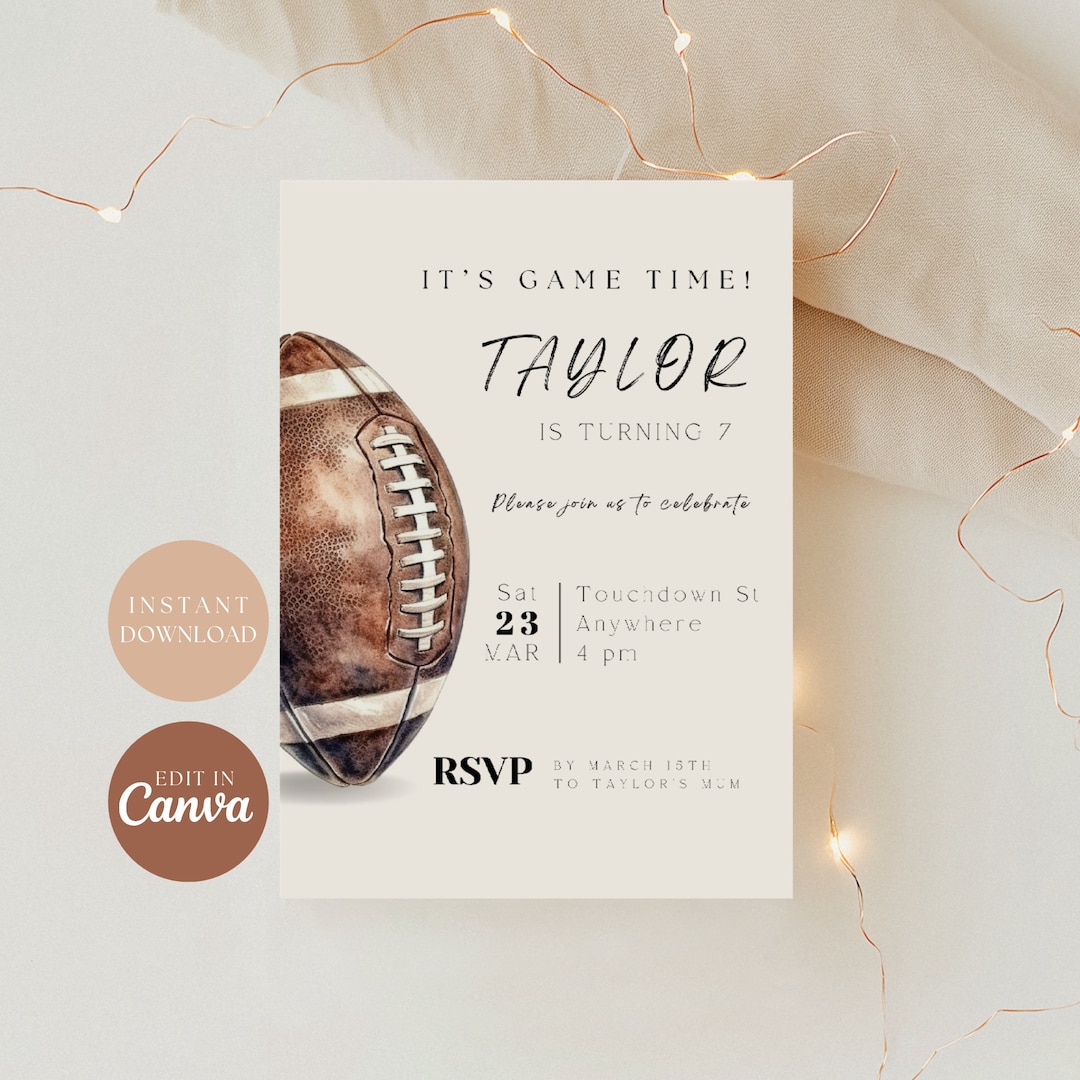 Football Birthday Invitation It's Game Time Football Birthday Invite ...