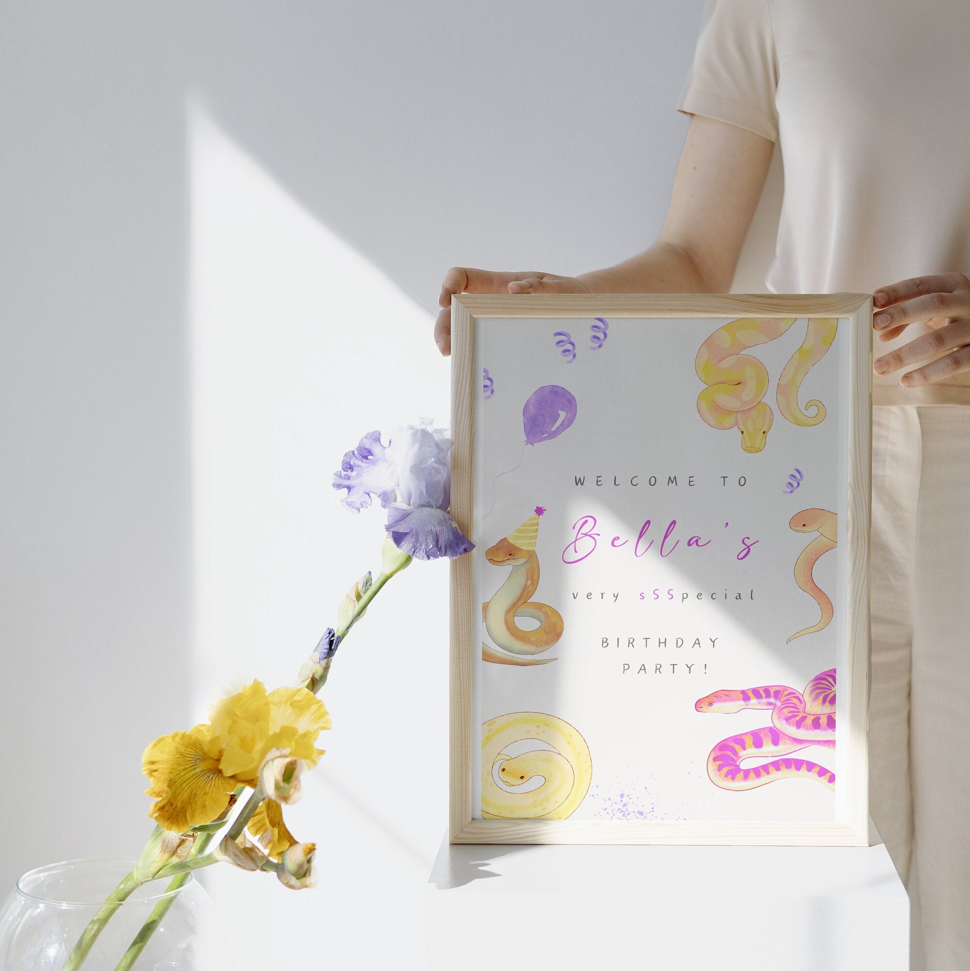 Reptile Birthday Party Welcome Sign Girls Editable Template | Reptile ...