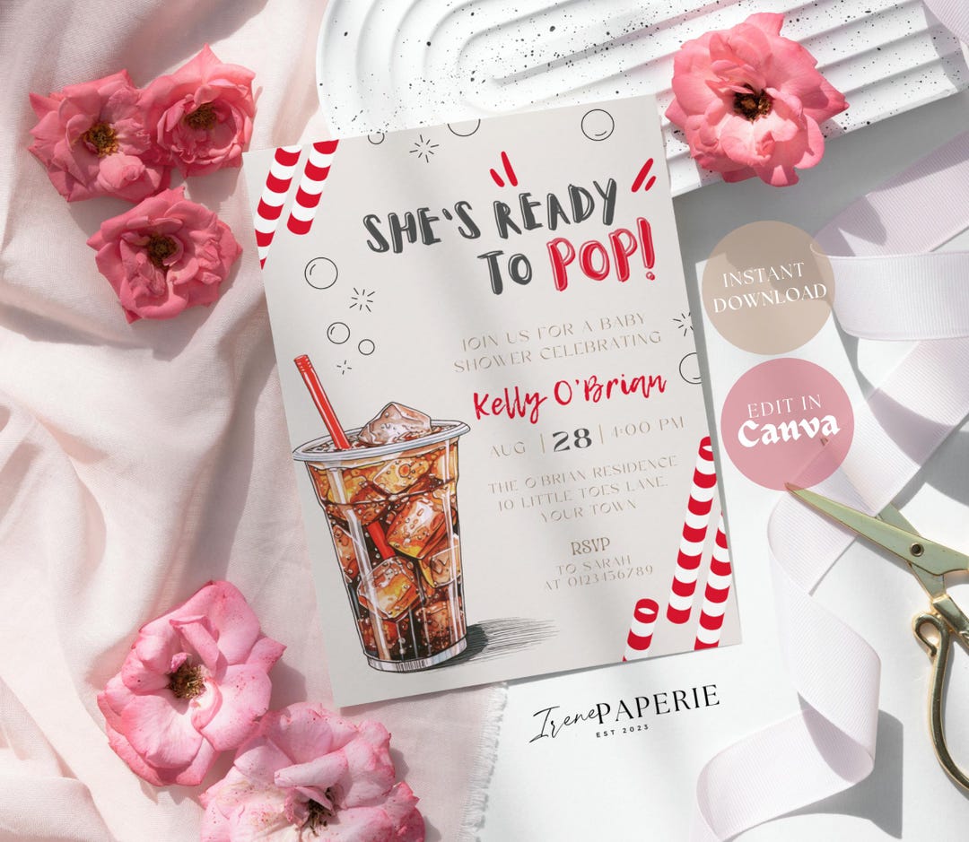 Ready to Pop Soda Baby Shower Invitation Instant Download | Baby Brunch ...