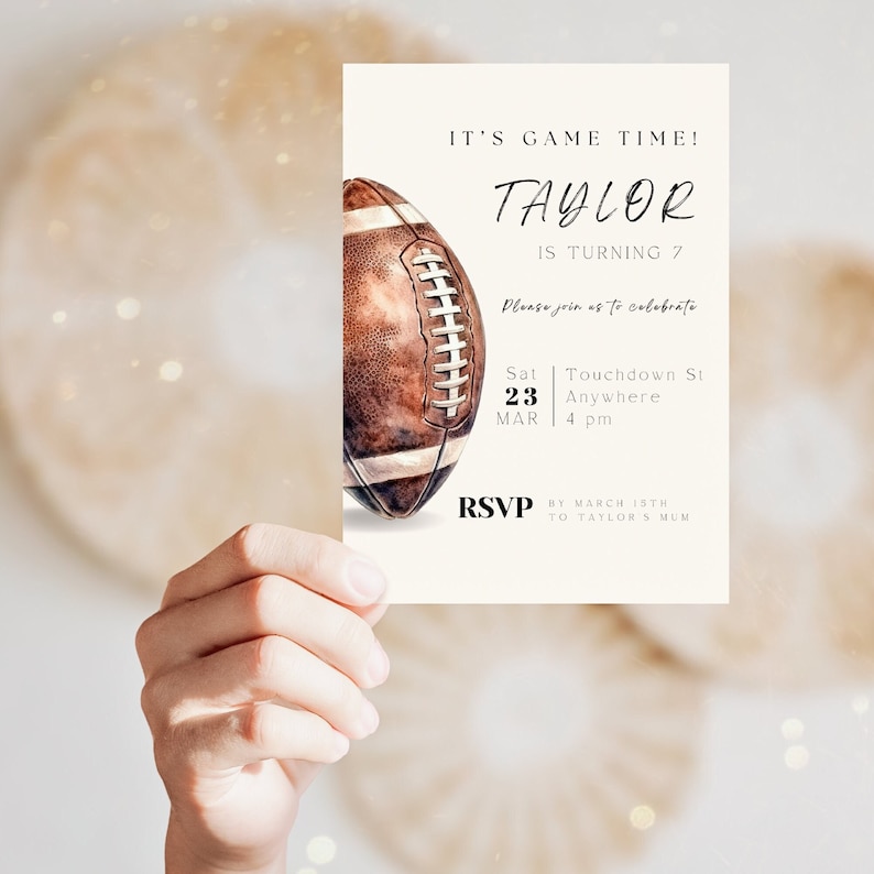 Football Birthday Invitation It's Game Time Football Birthday Invite ...
