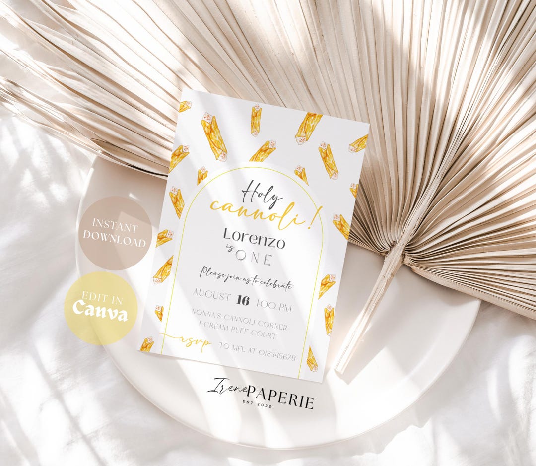 Holy Cannoli First Birthday Invitation, Italian Kids Party Template 1st ...