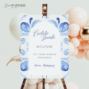 Cielito Lindo Baby Shower Welcome Sign Blue | Boy Mexican Baby Shower ...