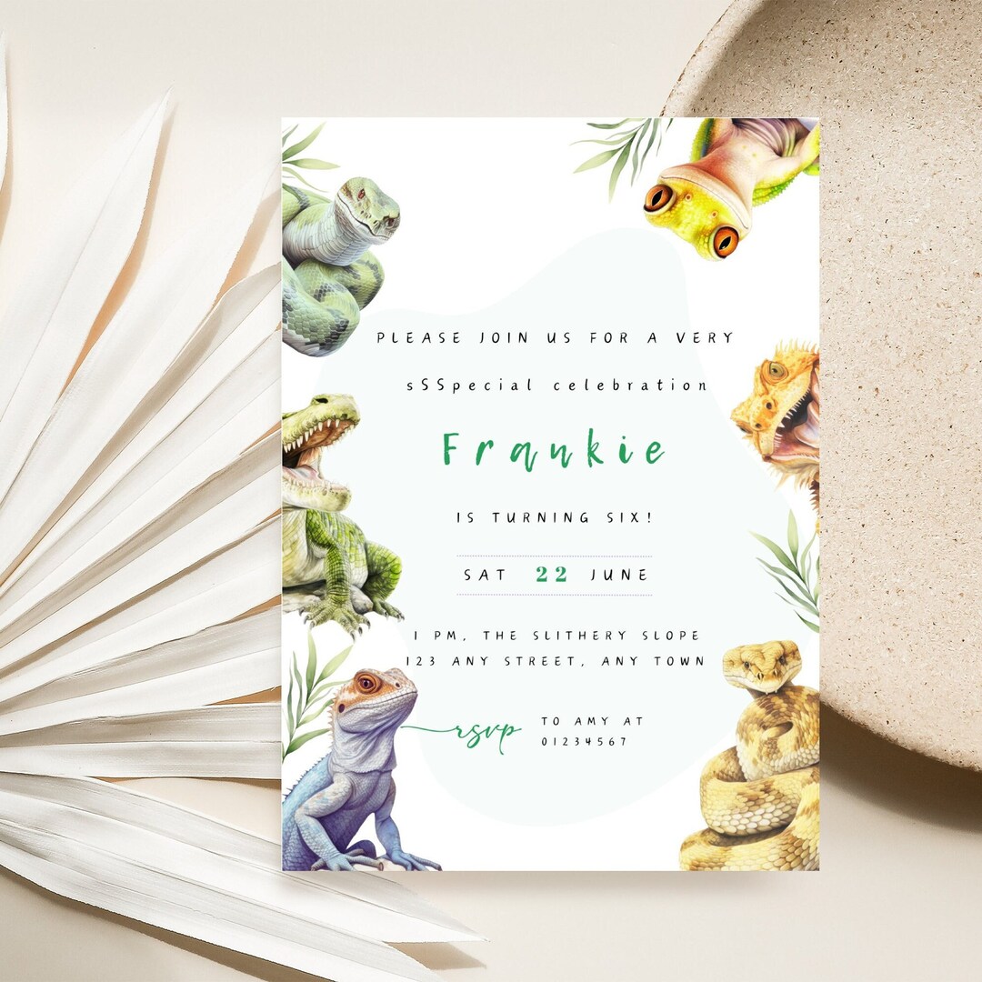 Reptile Birthday Party Invitation Editable Reptile Invite | Reptile ...