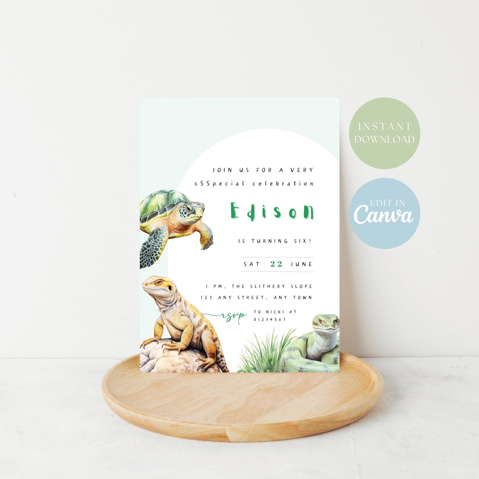 Reptile Birthday Party Invitation Editable Reptile Invite | Reptile ...