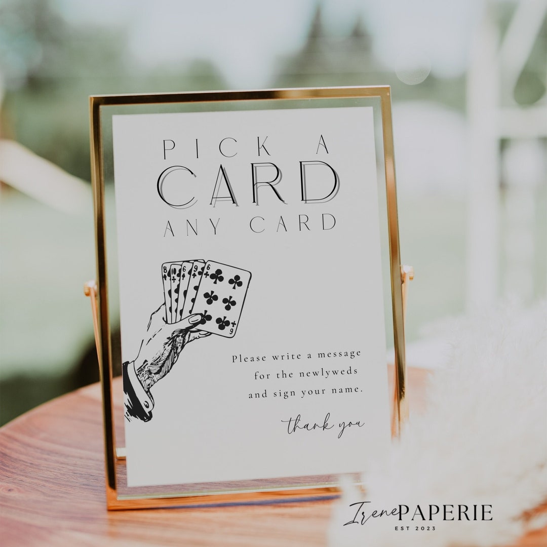 Pick a Card Wedding Guestbook Sign Playing Cards Wedding Sign Template ...