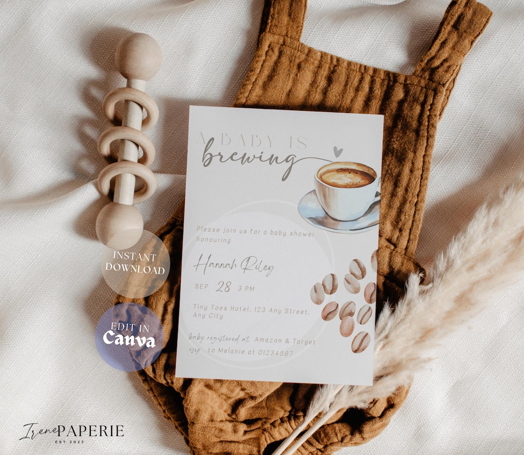 Baby Shower Invites Bean Coffee Themed Baby Shower Invitation | A Baby ...