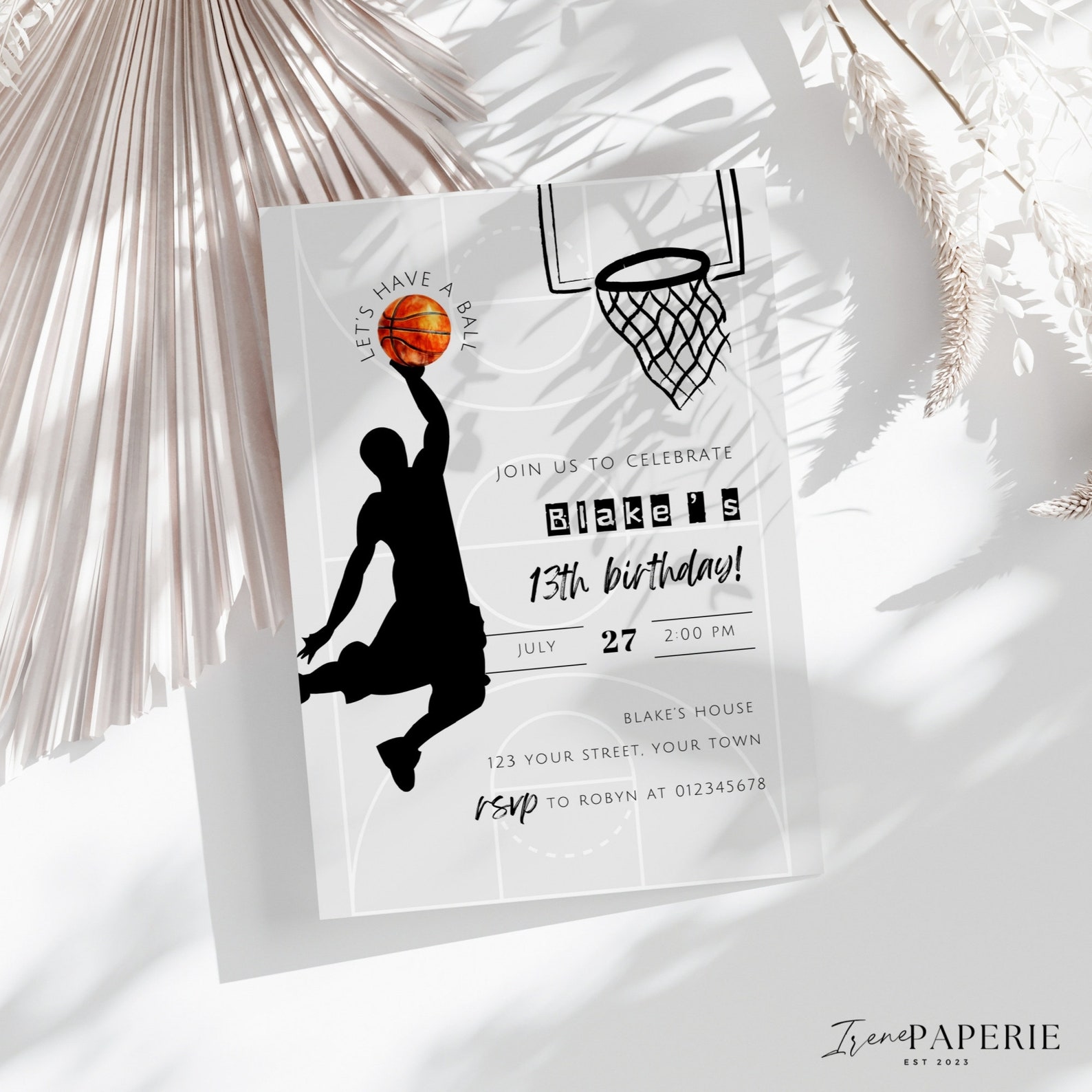 Basketball Birthday Invitation Template Printable Digital Download ...