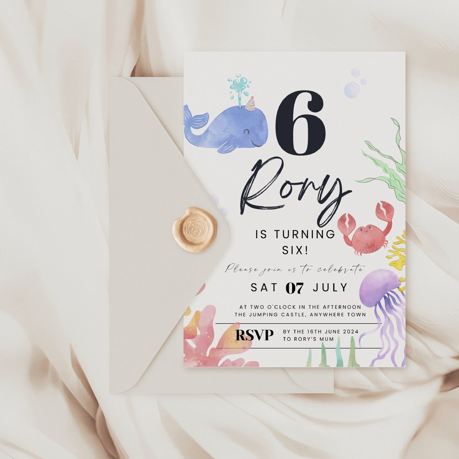 Editable Under the Sea Birthday Invitation Boy or Girl Invite Canva ...