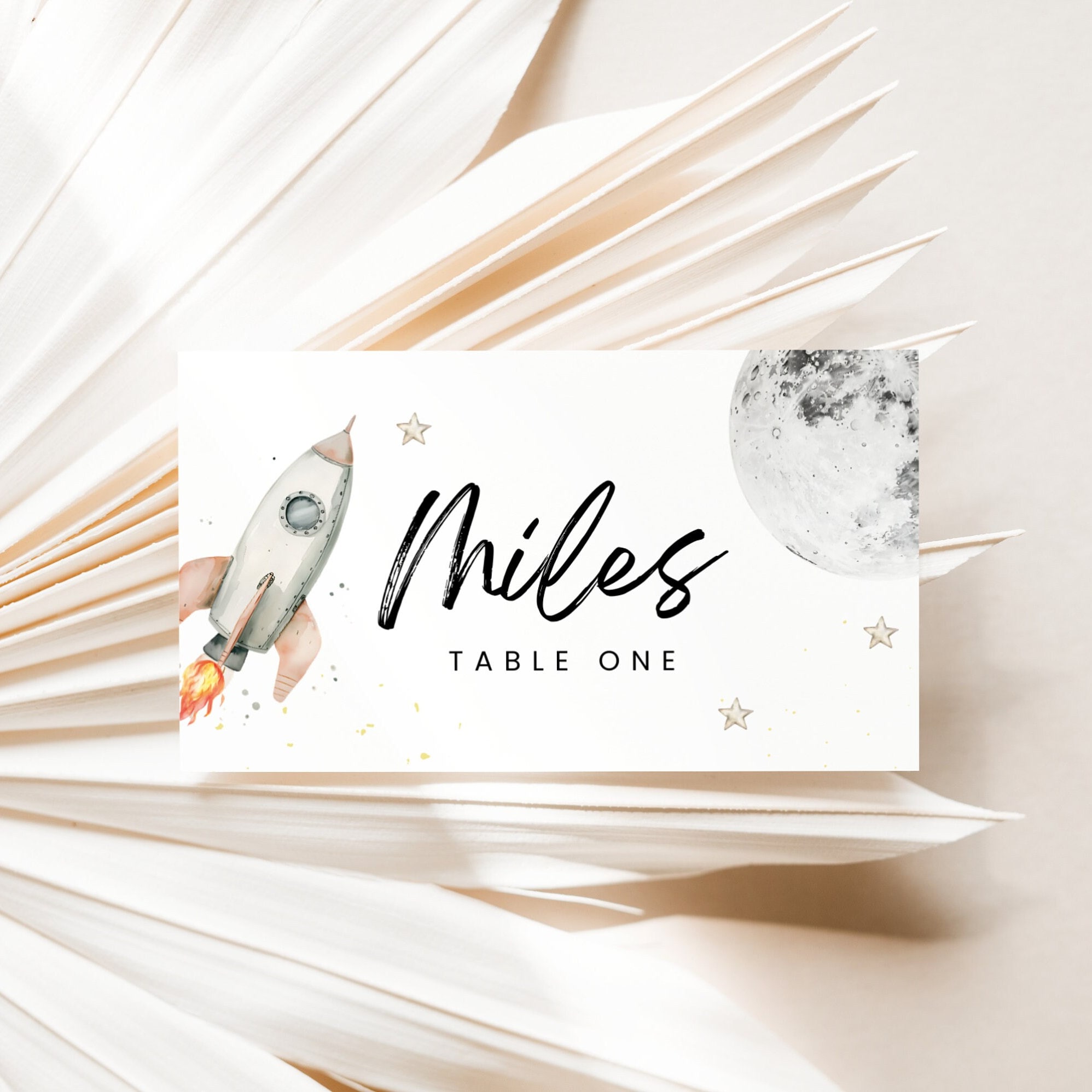 Outer Space Birthday Place Card Template Astronaut Party Name Card ...