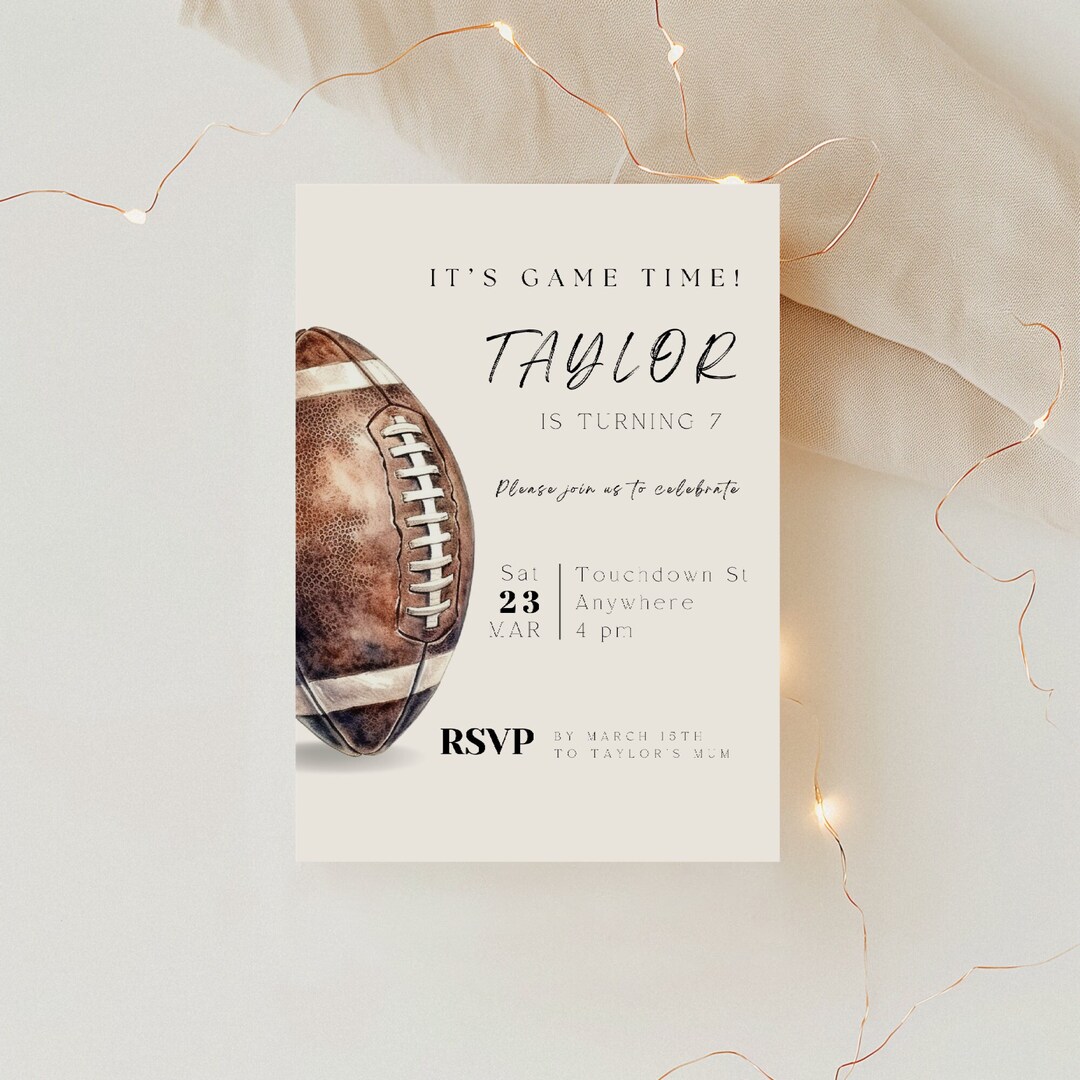 Football Birthday Invitation It's Game Time Football Birthday Invite ...