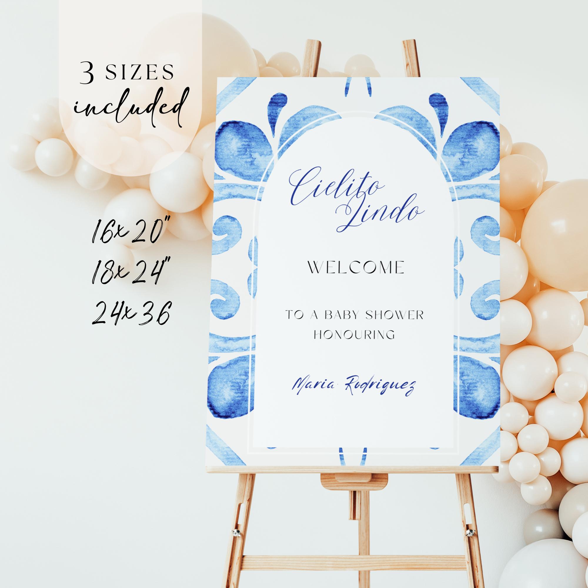 Cielito Lindo Baby Shower Welcome Sign Blue | Boy Mexican Baby Shower ...