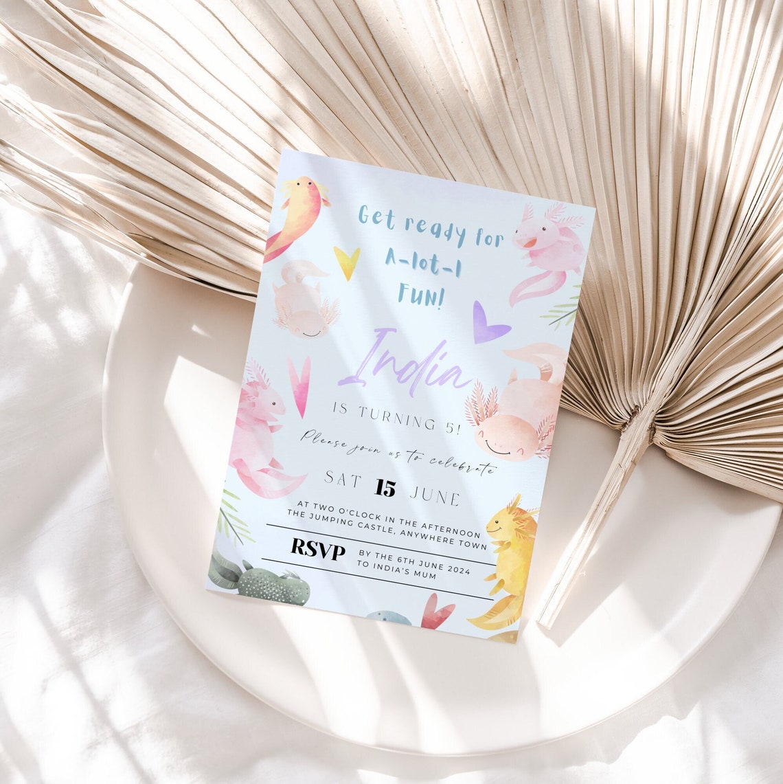 Axolotl Birthday Invitation Digital Invite Alotl Fun Birthday Axolotl ...